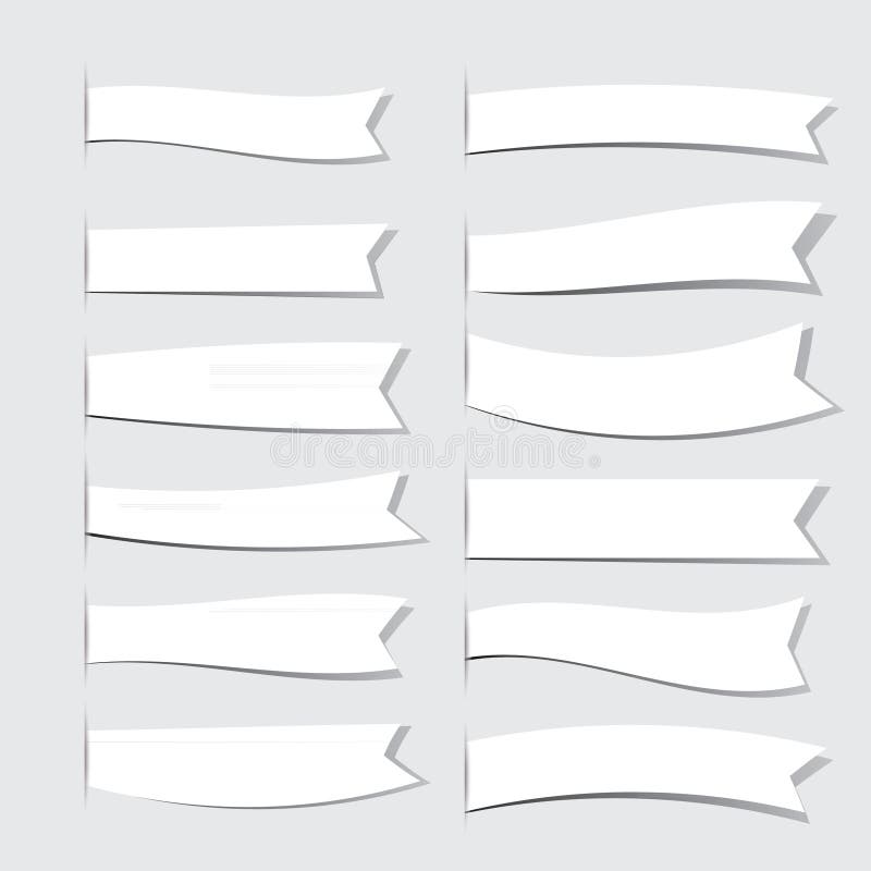 Set of Horizontal Blank White Curved Paper Ribbon Banner Stock Vector ...