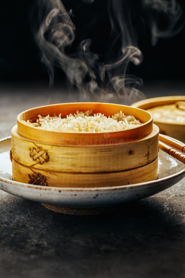The rice on bamboo mat stock image. Image of tableware - 27558557