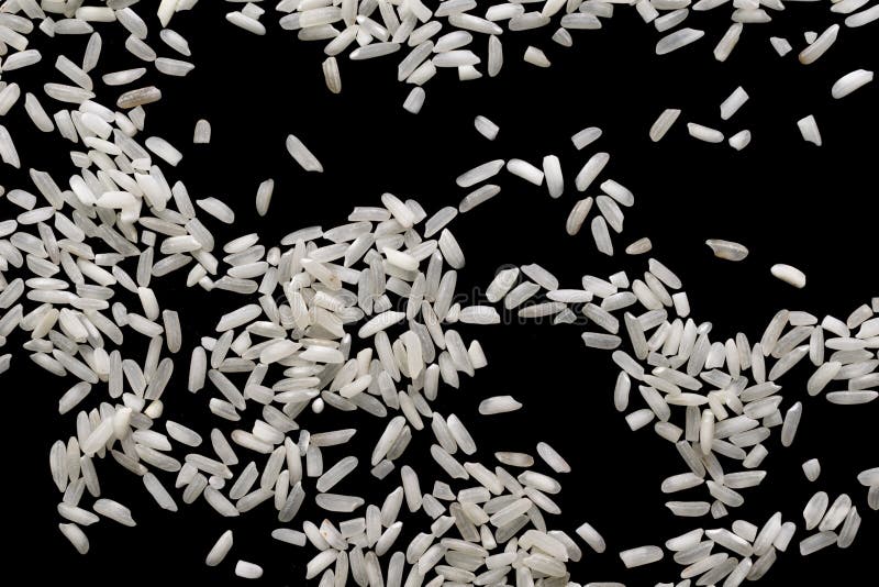 White Rice on a Black Isolated Background Stock Image - Image of thai ...