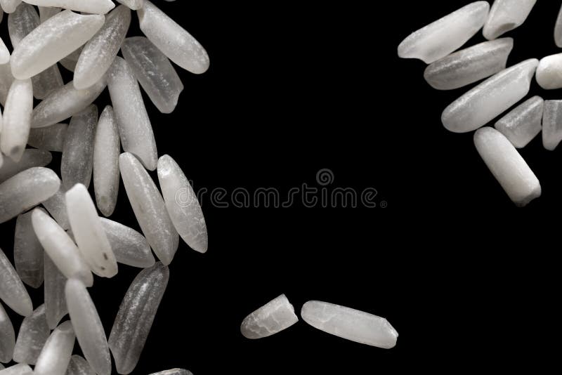 White Rice on a Black Isolated Background Stock Image - Image of ...