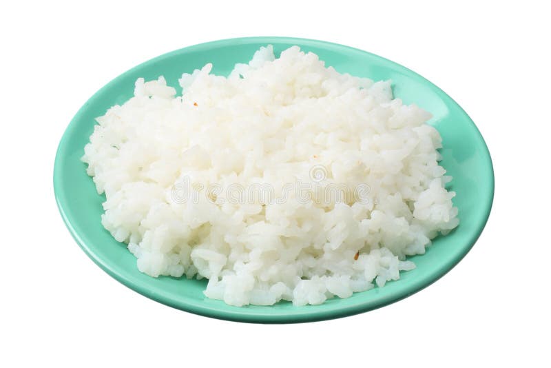 White Rice in Blue Bowl Isolated on White Background Stock Image ...
