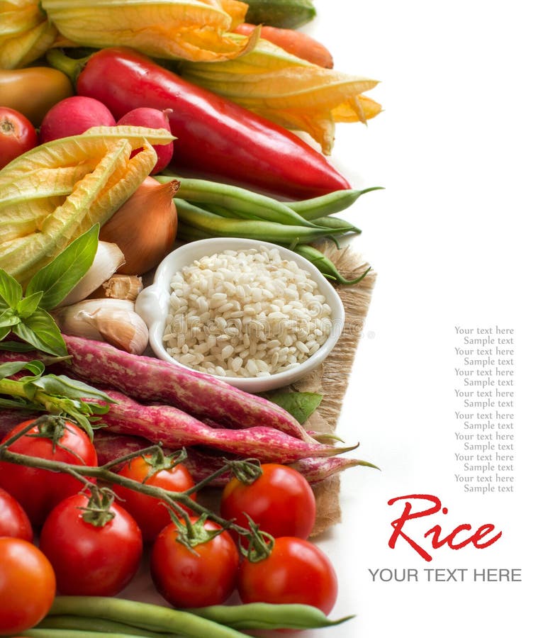 White Rice in Bowl and Fresh Vegetables Stock Photo - Image of zucchini ...