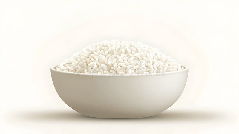 White Rice in a Ceramic Bowl on a Plain Background Stock Photo - Image ...