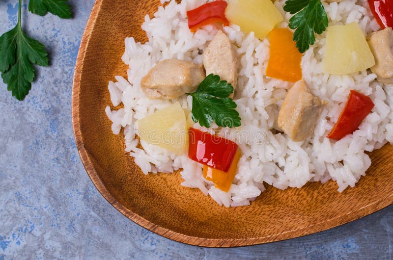 White rice with chicken stock image. Image of asian - 110189835