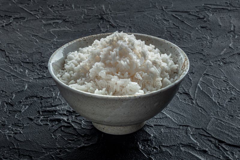 White Rice, Cooked. a Bowl of Boiled Long Grain Rice, a Simple Side ...