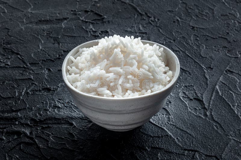 White Rice, Cooked. a Bowl of Boiled Long Grain Rice, a Simple Side ...