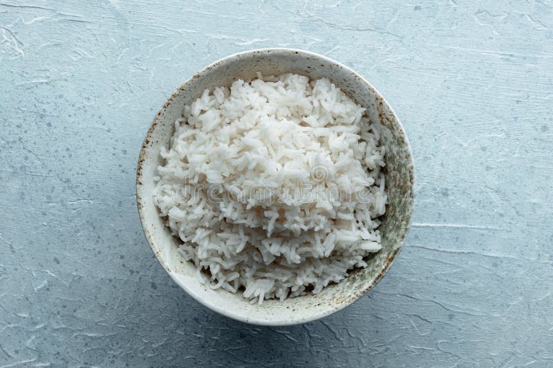 White Rice, Cooked. a Bowl of Boiled Long Grain Rice, a Simple Side ...