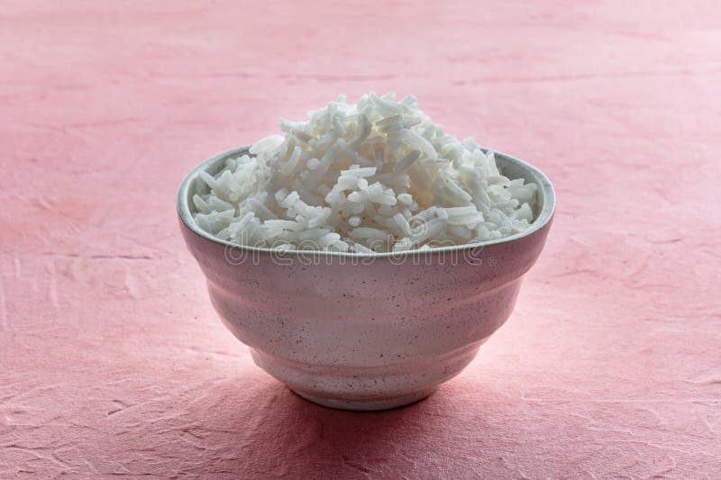 White Rice, Cooked. a Bowl of Boiled Long Grain Rice, a Simple Side ...