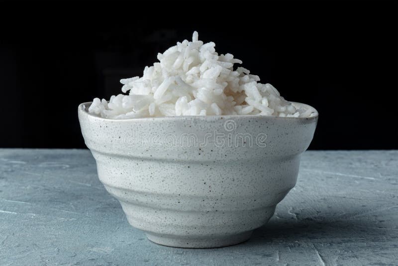 White Rice, Cooked. a Bowl of Boiled Long Grain Rice, a Simple Side ...