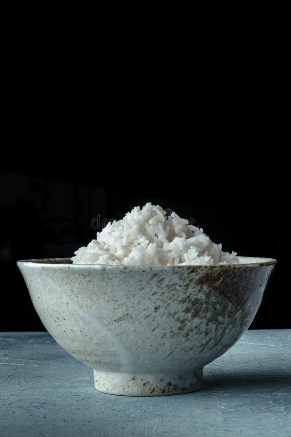 White Rice, Cooked. a Bowl of Boiled Long Grain Rice, a Simple Side ...