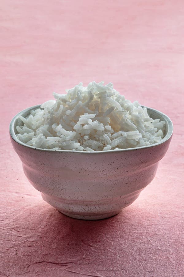 White Rice, Cooked. a Bowl of Boiled Long Grain Rice, a Simple Side ...