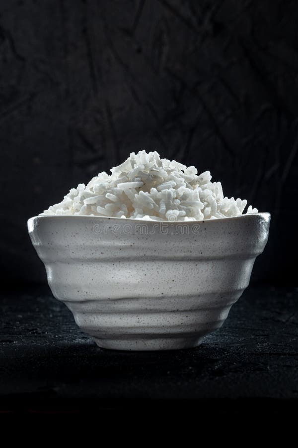 White Rice, Cooked. a Bowl of Boiled Long Grain Rice, a Simple Side ...