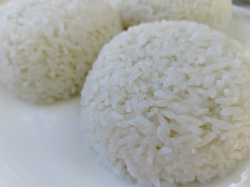 White Rice Cooked and Served Hot in Restaurant Stock Image - Image of ...