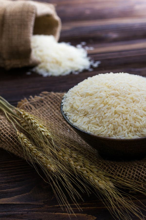 White Rice and Ear of Paddy Stock Image - Image of grain, agriculture ...