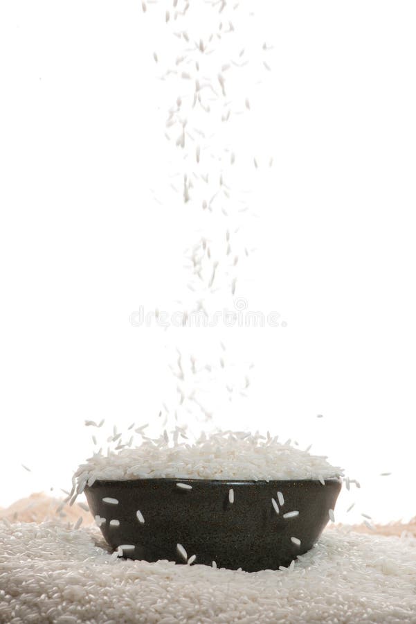 White Rice Falling Down. Jasmine Rice, Thai Rice, Raw Rice. Stock Photo ...