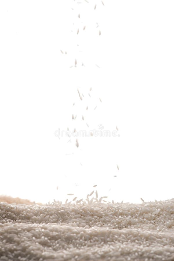White Rice Falling Down. Jasmine Rice, Thai Rice, Raw Rice. Stock Image ...