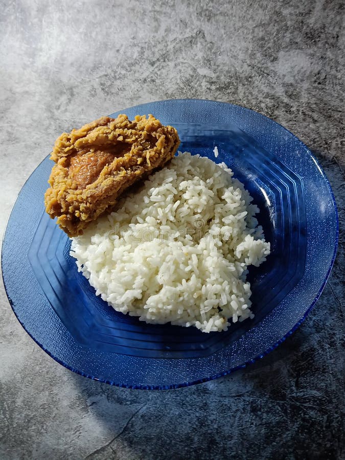 White Rice with Fried Chicken Stock Photo - Image of baking, curry ...