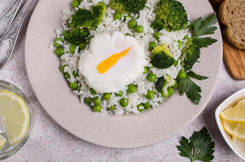White Rice with Green Vegetables Stock Image - Image of delicious ...