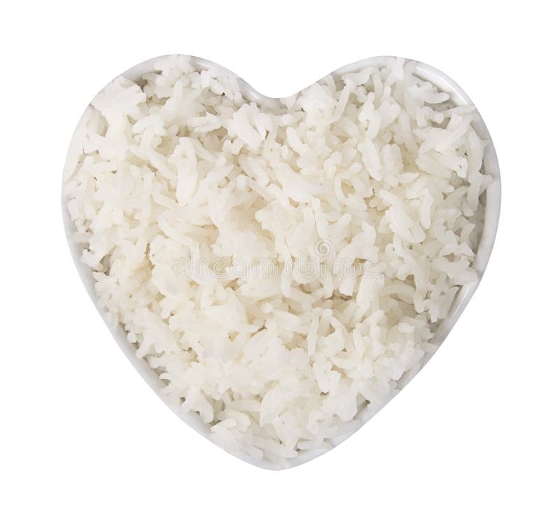 Heart Shaped White Rice On A Ceramic Plate Stock Photo - Image of ...