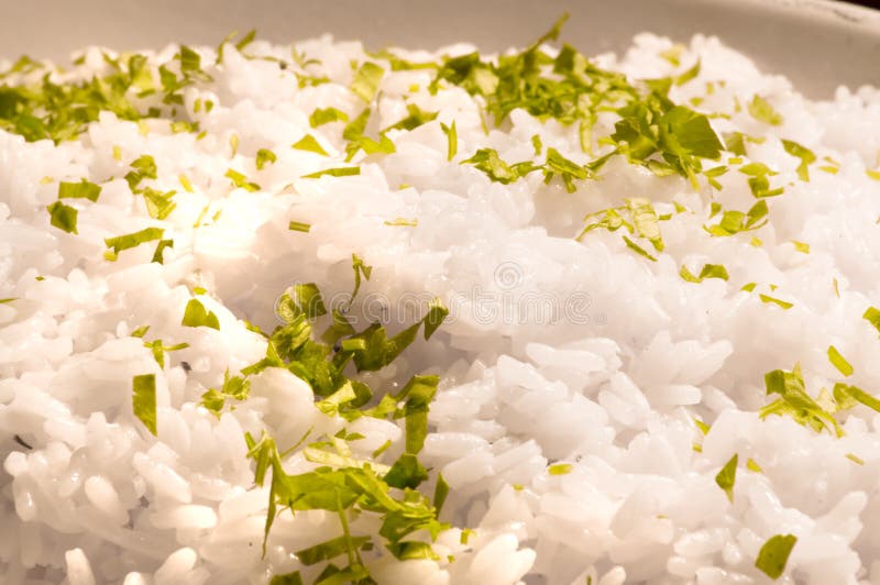 White rice with herbs stock image. Image of carbohydrate - 8957431