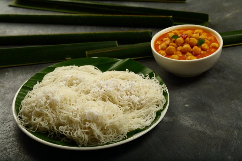 Red Rice Idiyappam With Chickpea Curry Stock Image Image Of Dinner
