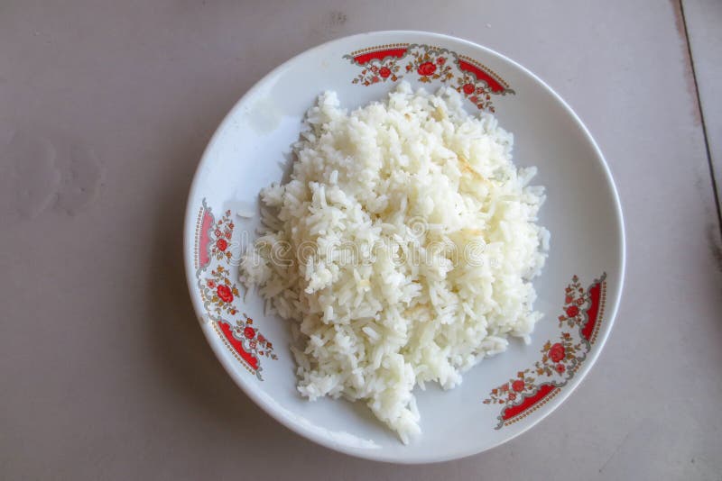 White rice on plate stock photo. Image of boiled, meal - 135356304