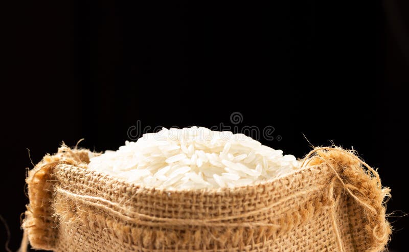 White rice in a sack stock photo. Image of sack, healthy - 202637752