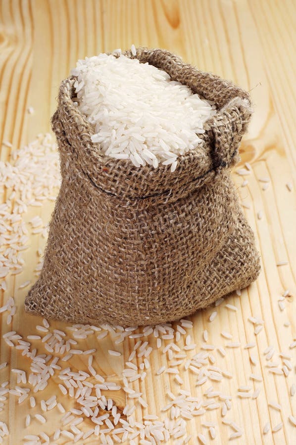 White rice in a sack stock photo. Image of food, uncooked - 38906732