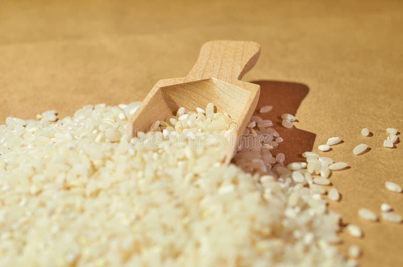 White Rice is Scattered on the Table Close Up Stock Image - Image of ...