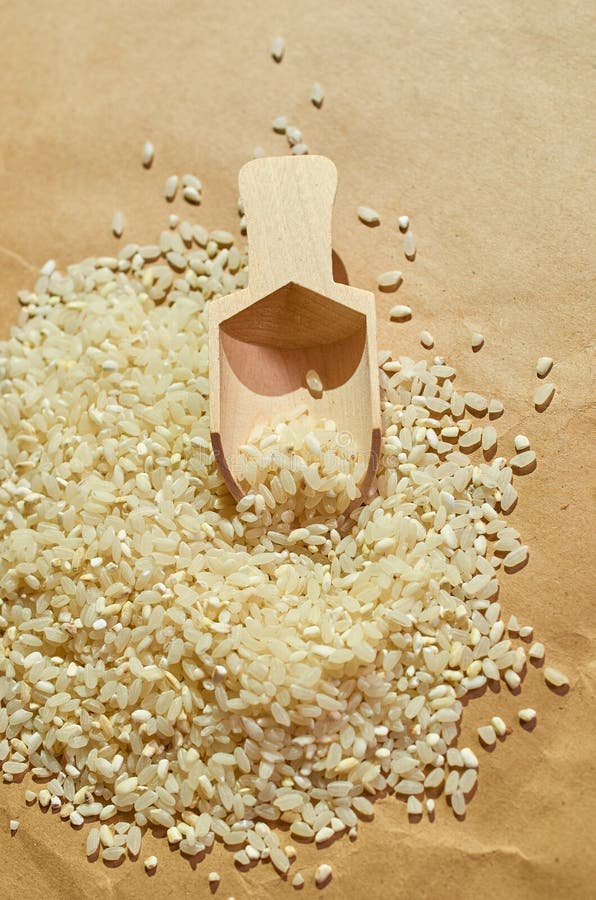 White Rice is Scattered on the Table Close Up Stock Photo - Image of ...