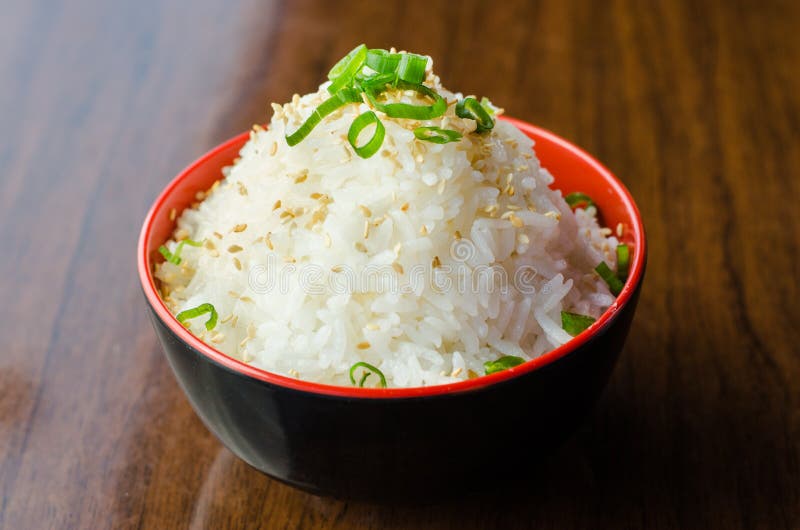 White Rice with Sesame Seeds Stock Photo - Image of sauce, green: 51009044