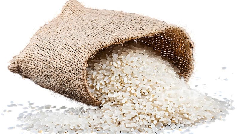 White Rice Spilling from a Burlap Sack Stock Illustration ...