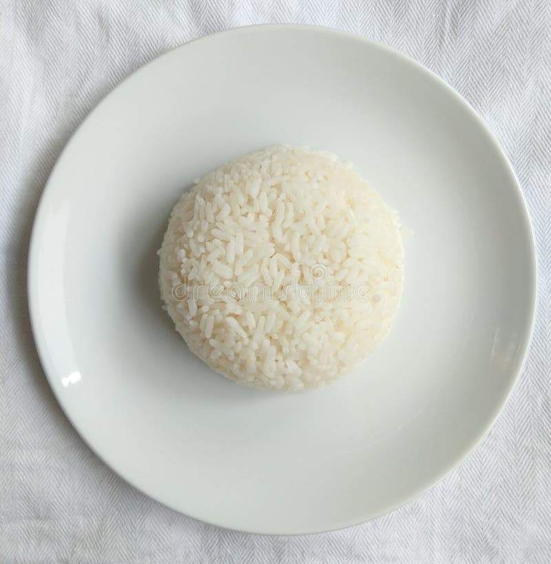 White Rice on Top of White Plate for Indonesian Lunch Stock Image ...