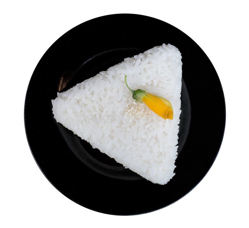 White Rice Circle Shape in a Ceramic Dish Isolated on White Back Stock ...