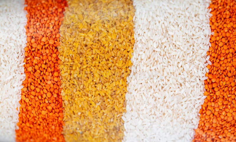 White Rice, Yellow Rice and Lentils Stock Image - Image of cereal ...