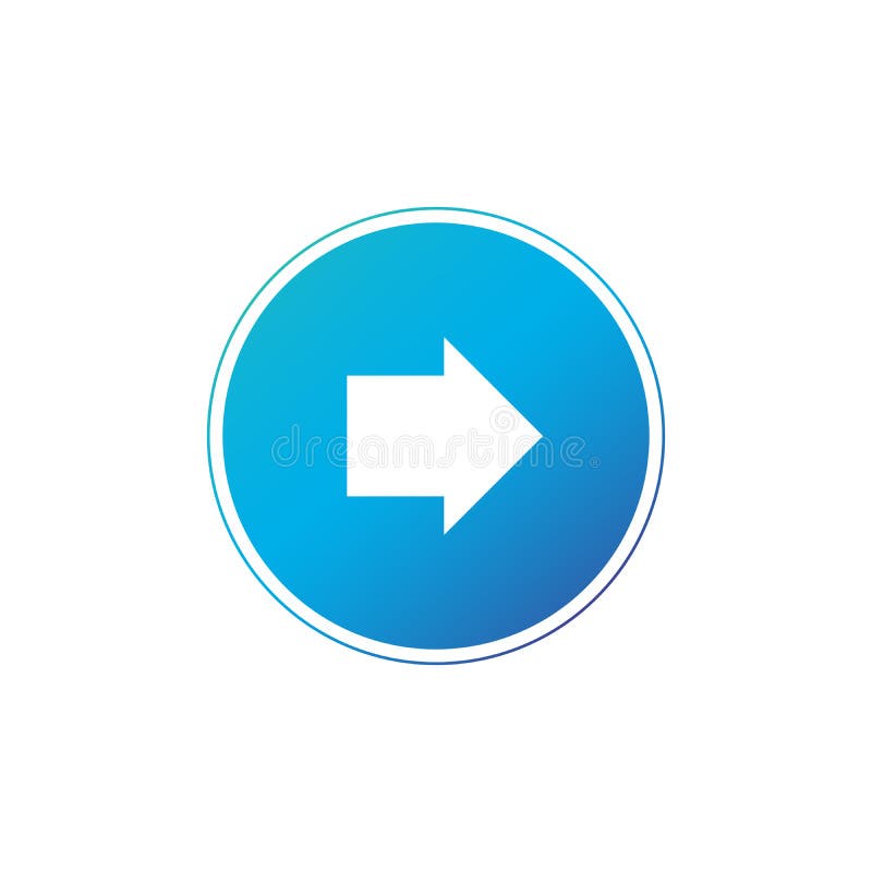 White Right Rounded Arrow with in Blue Circle Icon. Isolated on White ...