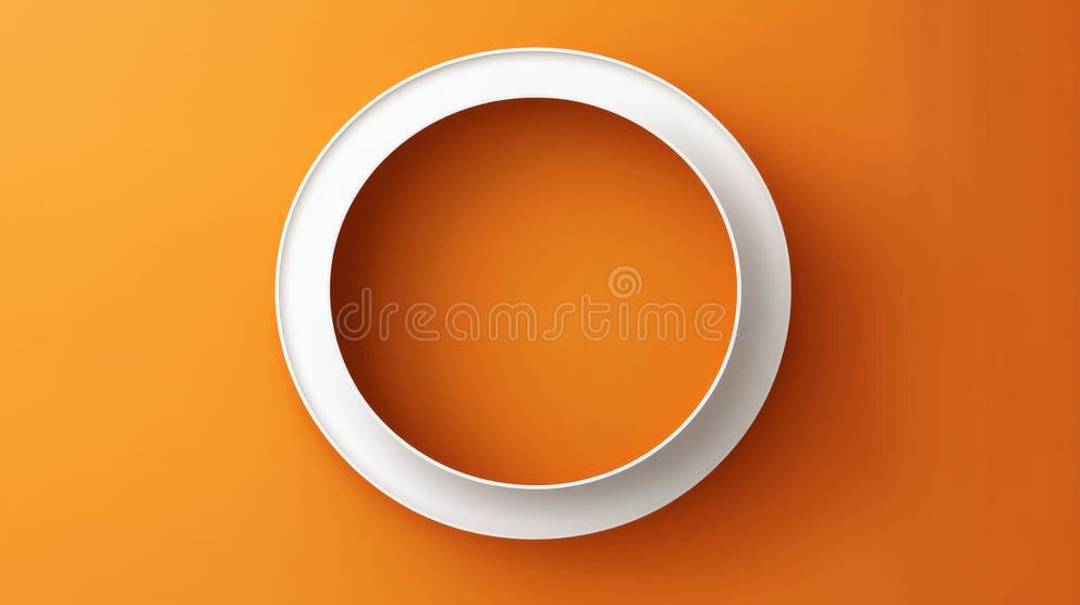 White Ring Casting a Circular Shadow on Vibrant Orange Background ...