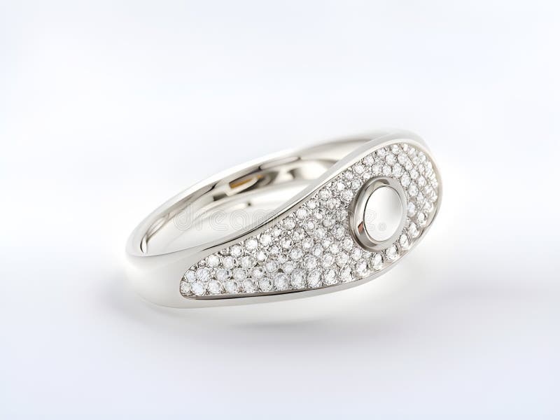 White Ring with Diamond Isolated on White Stock Illustration ...