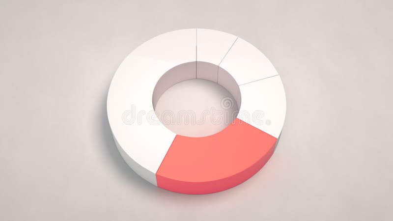 White Ring Pie Chart with One Red Sector Stock Illustration ...
