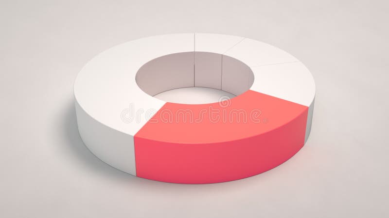 White Ring Pie Chart with One Red Sector Stock Illustration ...