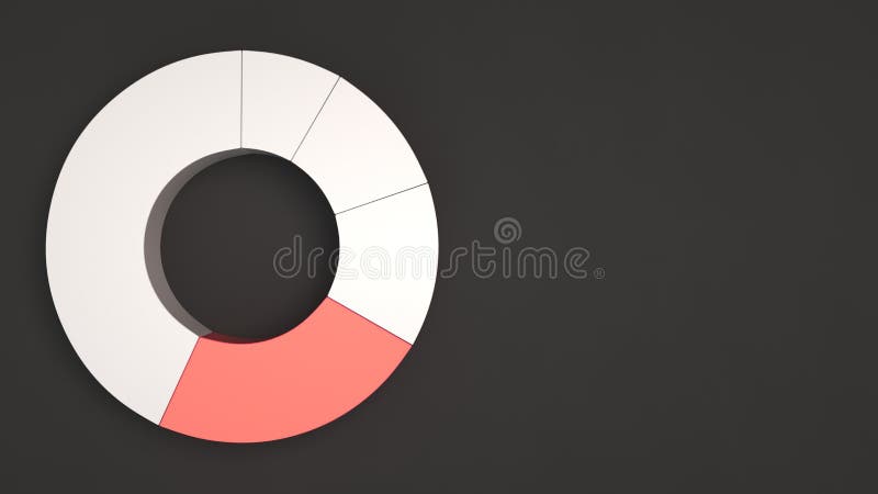 White Pie Chart with One Red Sector Stock Illustration - Illustration ...