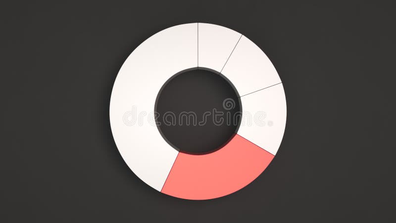 White Ring Pie Chart with One Red Sector Stock Illustration ...