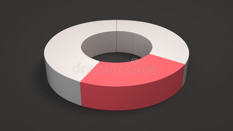 White Ring Pie Chart with One Red Sector Stock Illustration ...