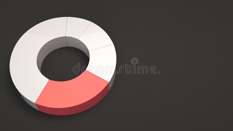 White Ring Pie Chart with One Red Sector Stock Illustration ...