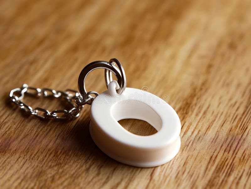 A White Ring Shaped Keychain on a Wooden Table Stock Image - Image of ...