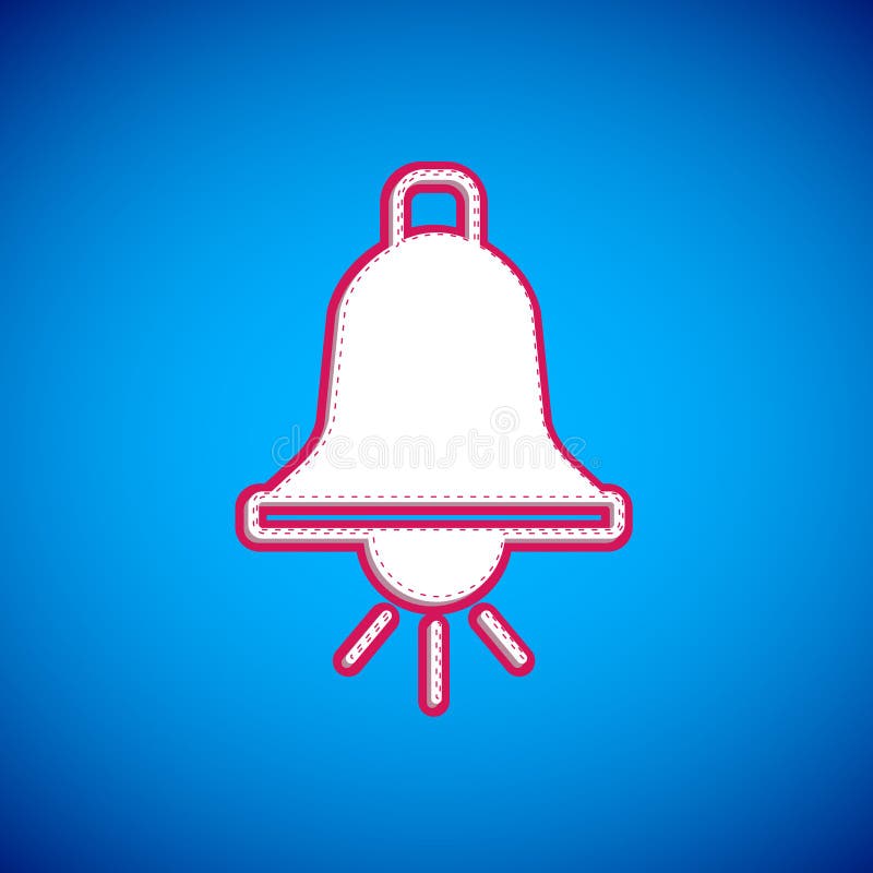 White Ringing Alarm Bell Icon Isolated on Blue Background. Fire Alarm ...