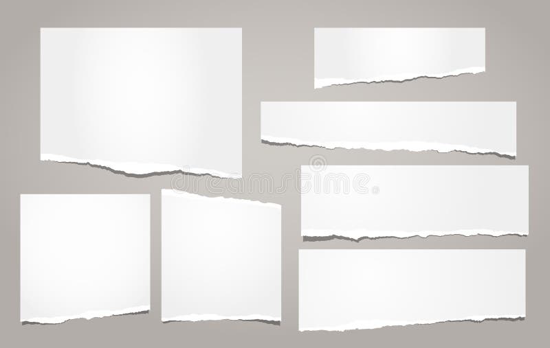 White Ripped Notebook Paper, Torn Note Paper Strips for Text or Message ...