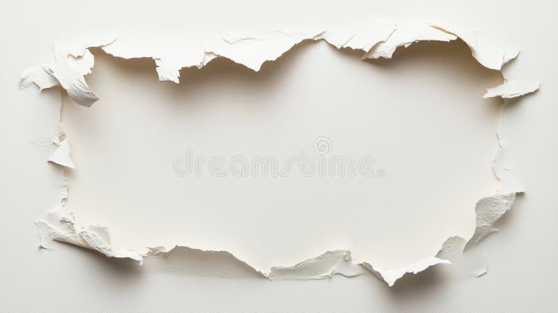 White Ripped Paper Creating a Rectangular Hole Revealing White ...