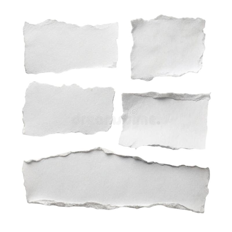 White Ripped Paper Pieces Isolated on White Stock Illustration ...