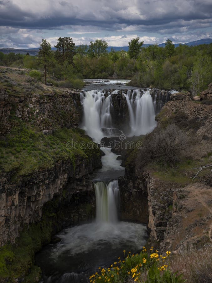 White River Falls in Spring Stock Photo - Image of falls, powerful ...
